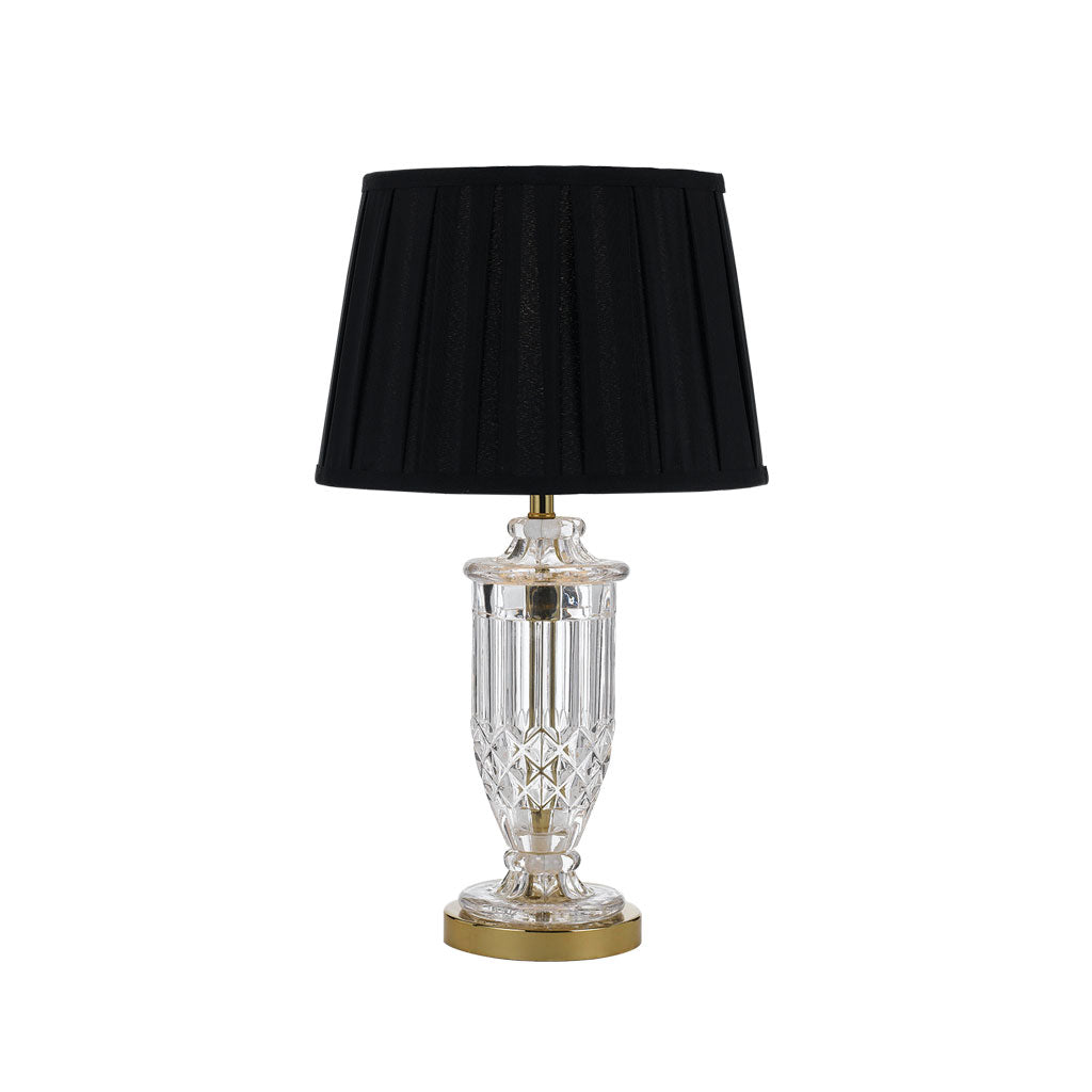 Adria Crystal Table Lamp with Pleated Drum Fabric Shade – Roundabout Lighting