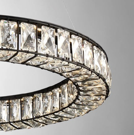 Agios LED Round Crystal Ring Chandelier Bling Hanging Pendant Light ...