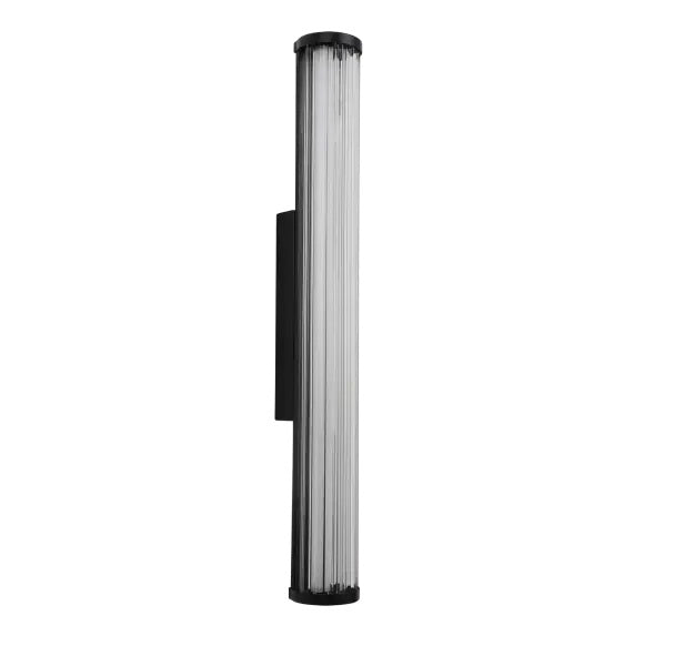 Junco LED Exterior Ribbed Glass Linea IP65 Wall Light Black ...