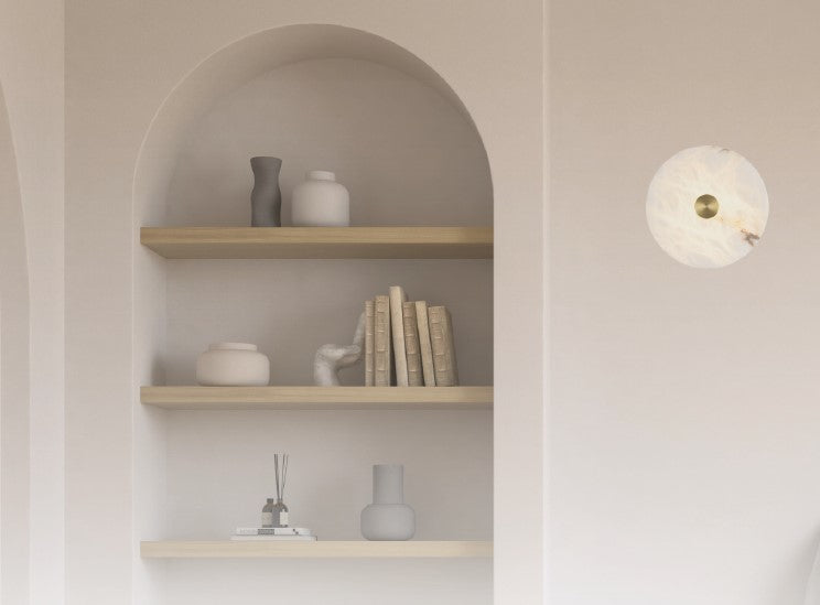 Bower Alabaster LED Round Stone Wall Light – Roundabout Lighting