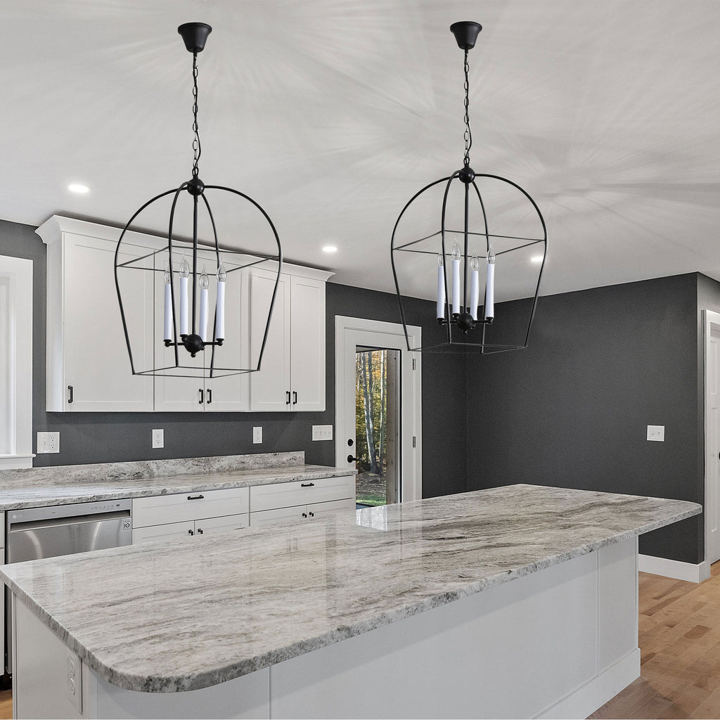 Langdon 4 Light Lantern Pendant Light Black – Roundabout Lighting