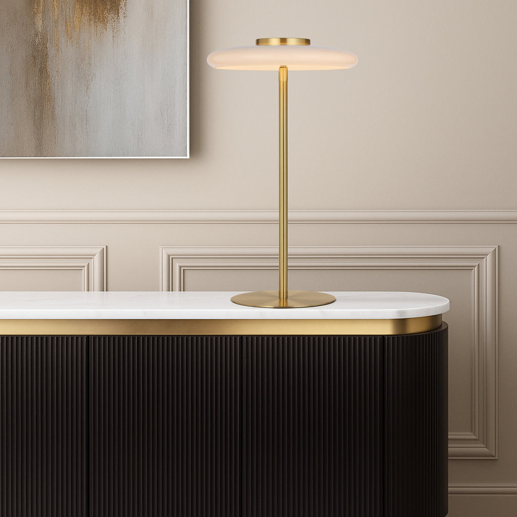 Amity LED Glass Disc Table Lamp – Roundabout Lighting
