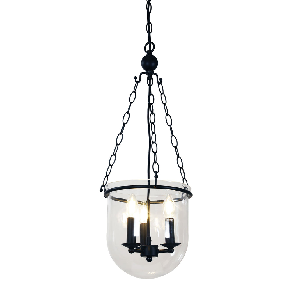 Weston 3 Light Glass Floating Lantern Chain Pendant Light Black ...