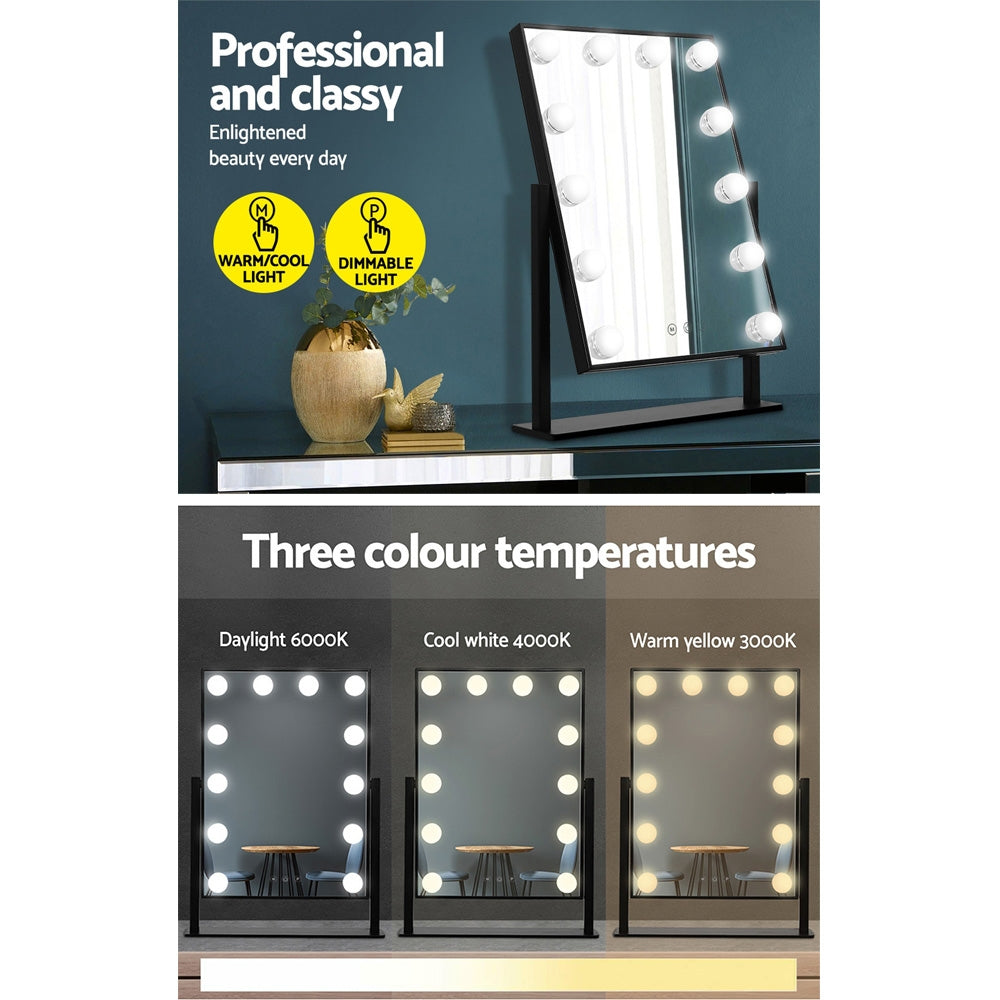 Embellir LED Standing Makeup Mirror - Black – Roundabout Lighting