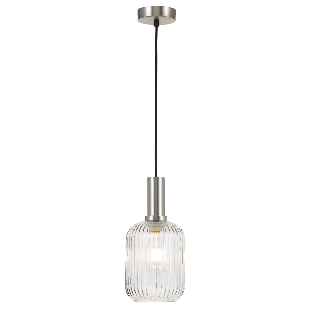 Bonura 1lt Ribbed Glass/Metal Cord Pendant Light – Roundabout Lighting