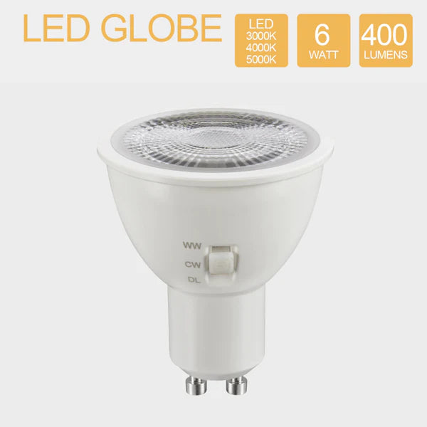 7w LED GU10 Globe CCT Tri Colour – Roundabout Lighting
