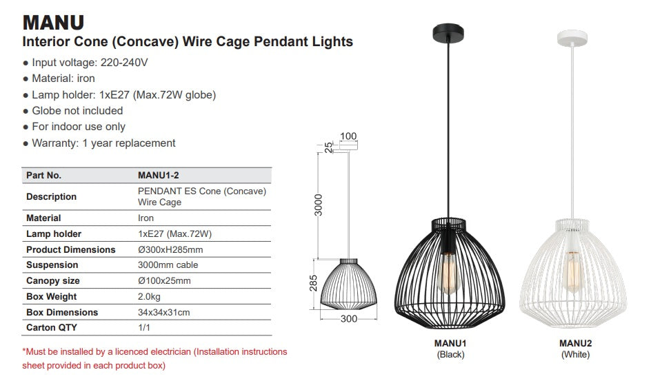 Manu Wire 1lt Pendant Light – Roundabout Lighting
